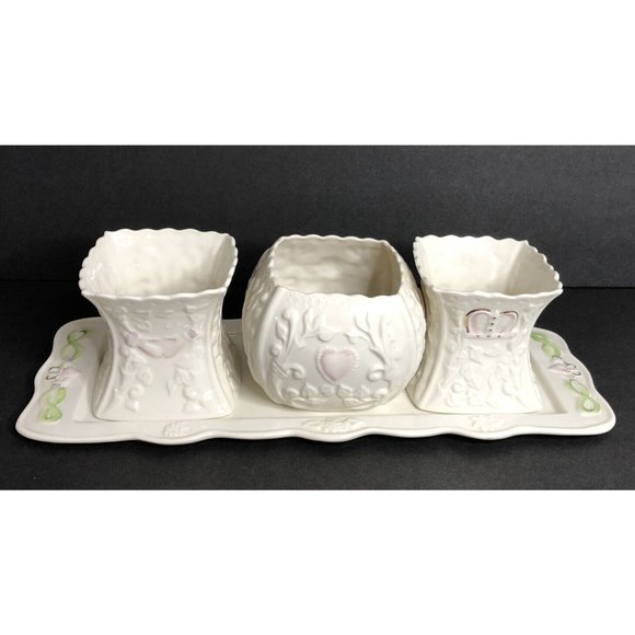 Belleek | Accents | 206 Belleek Claddagh Harmony 3 Candle Holders With ...